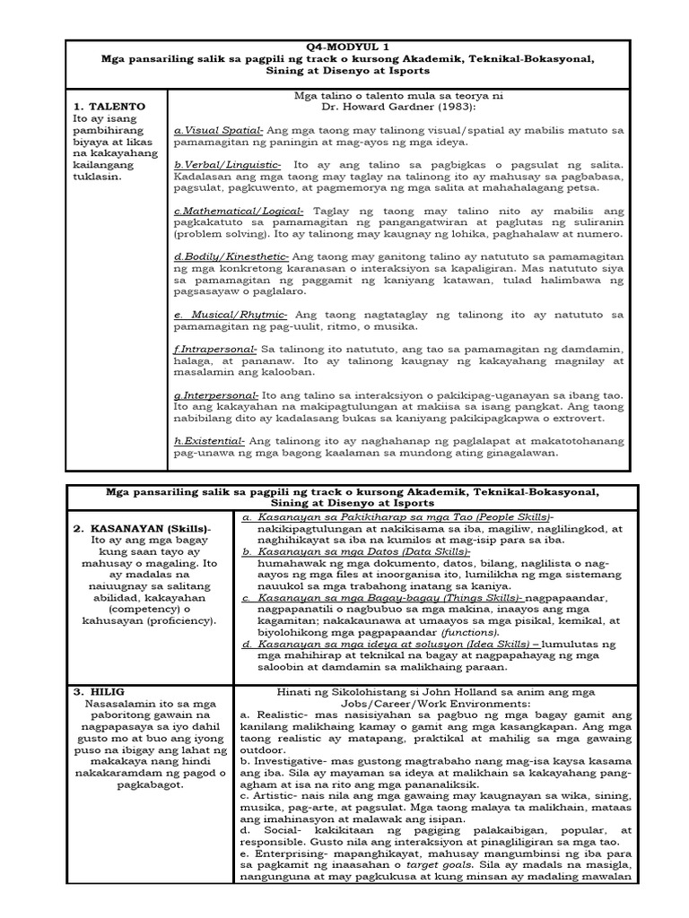 Q4 G9-Modyul-1 HANDOUTS | PDF