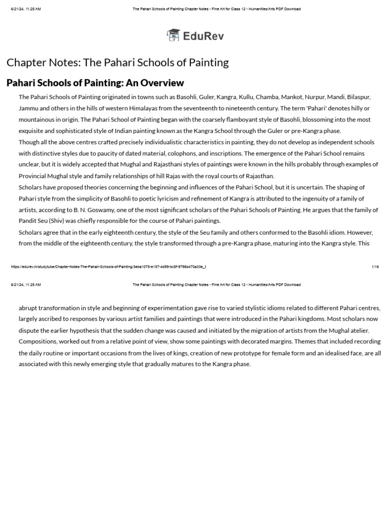 Pahari School of Painting Overview | PDF | Krishna | Hinduism