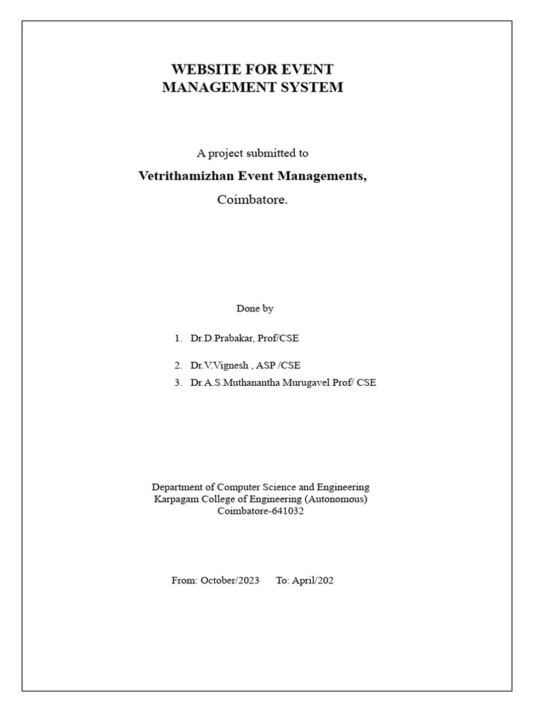 Website For Event Management System Pdf Information Technology Management Computing