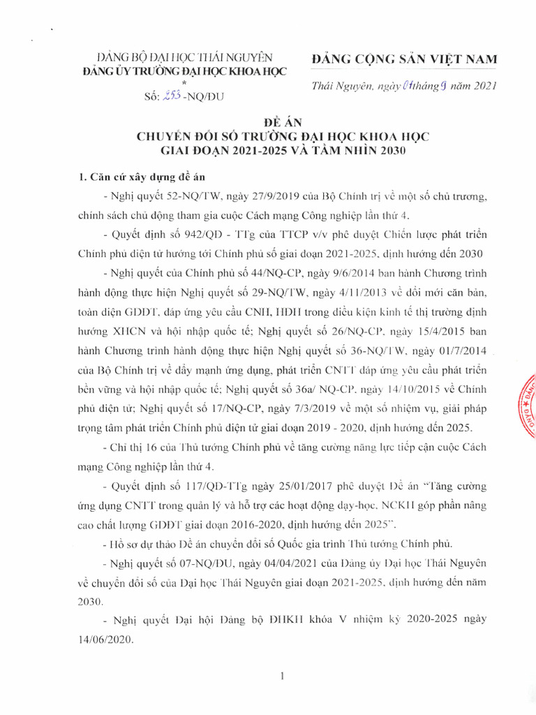 De An So 253 NQ Du Ve Cong Tac Chuyen Doi So Truong Dai Hoc Khoa Hoc Giai Doan 2021 2025 Dinh ...