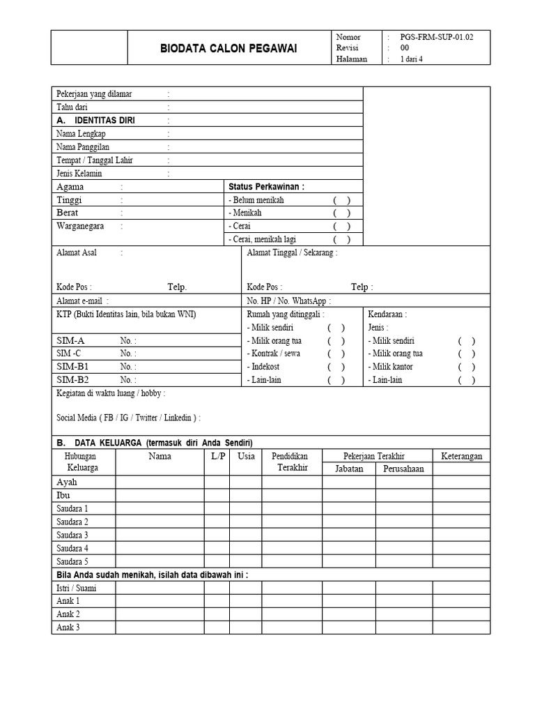 Application Form PT PGS (New) | PDF