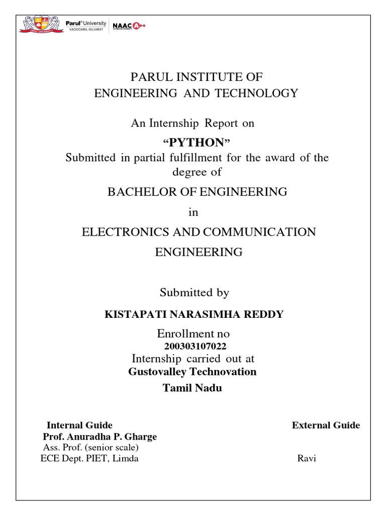 Python Internship Report | PDF | Object Oriented Programming | Scripting Language