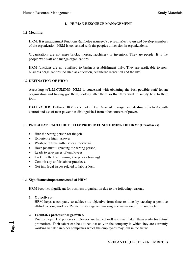 HRM Notes 2nd | PDF | Human Resources | Recruitment