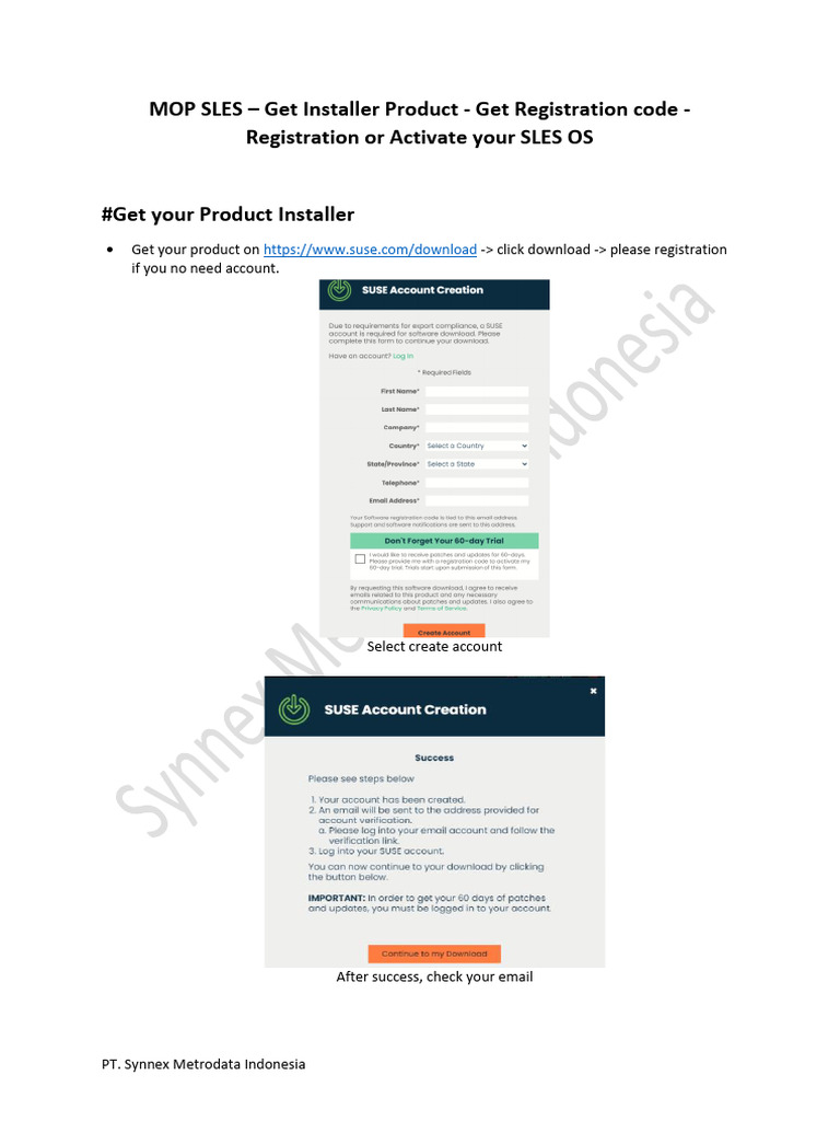 MOP SLES - Get Installer Product - Get Registration Code - Registration ...