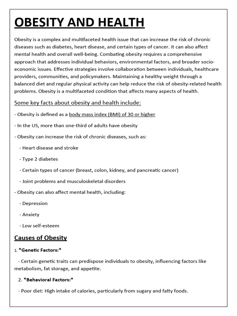 Obesity and Health | PDF | Obesity | Healthy Diet