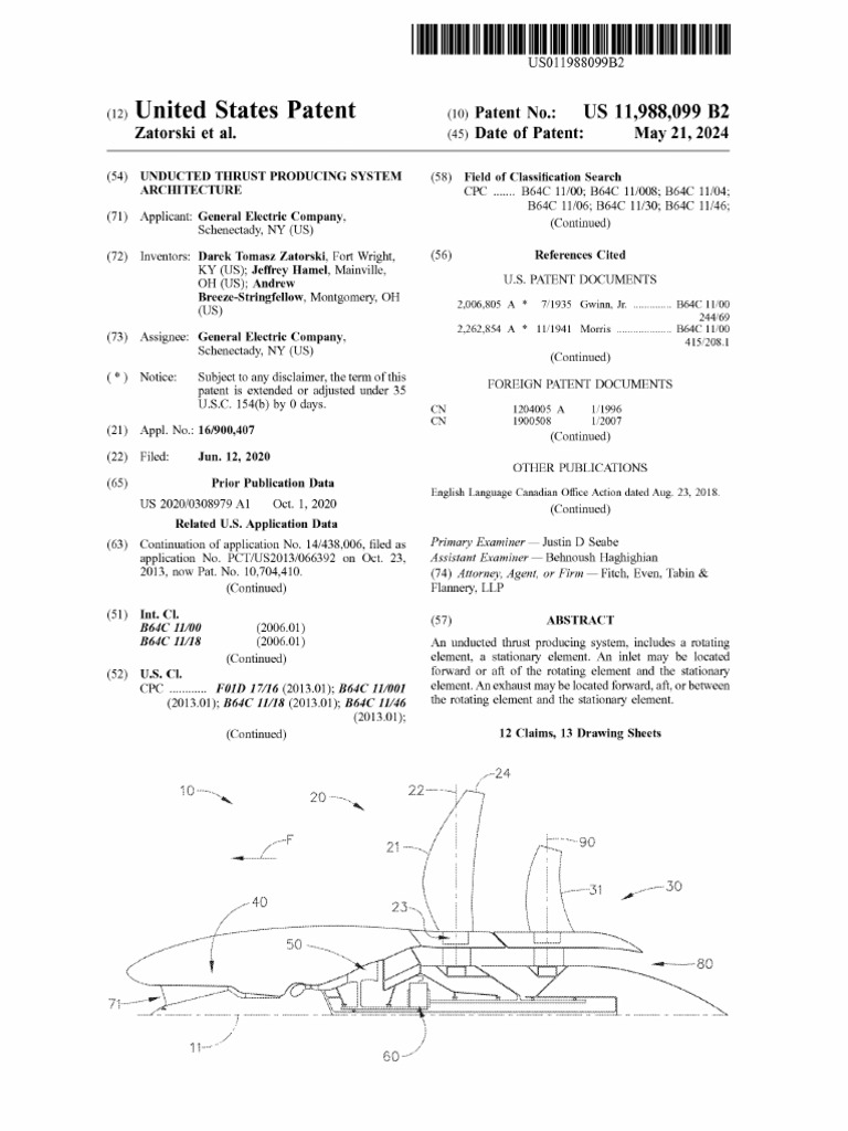 US11988099-Unducted Thrust Producing System Architecture | PDF