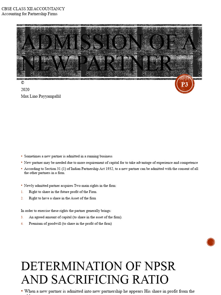 Accounting For Partnership Firms (Admission of A New Partner) - Accountancy Basics - Max Lino ...