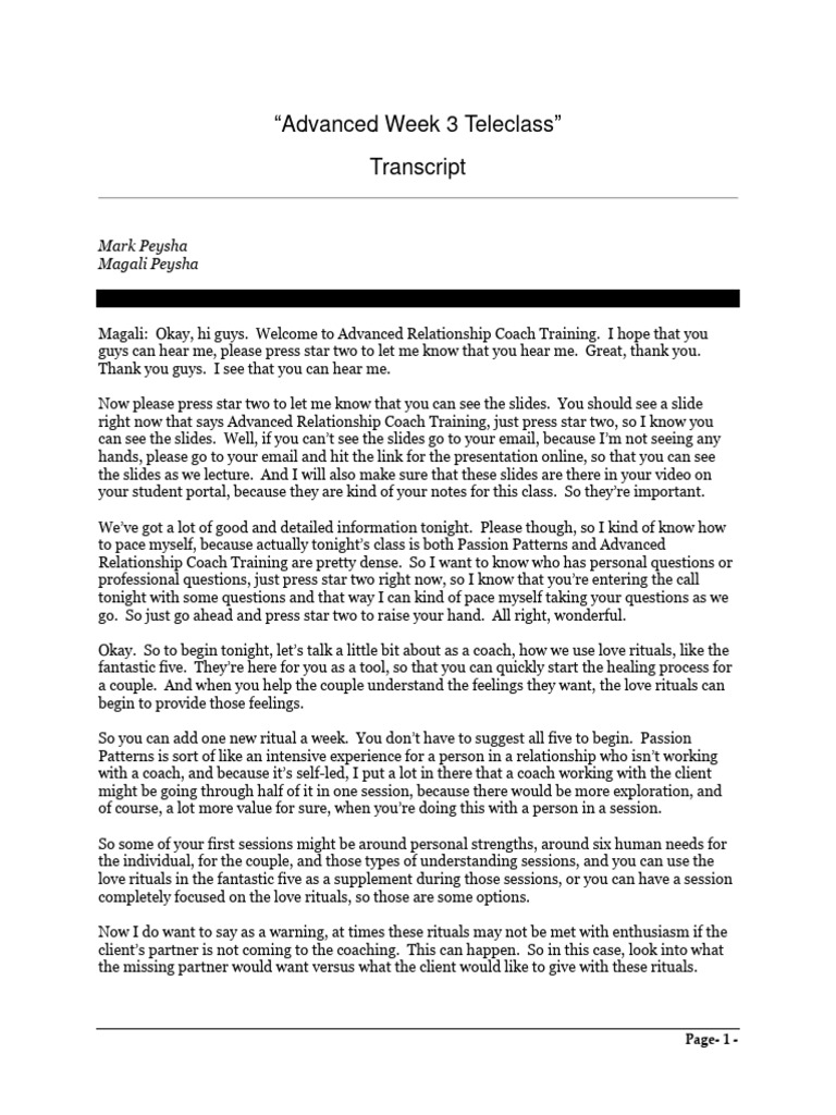 003 - Class A Transcript | PDF | Love | Brainstorming