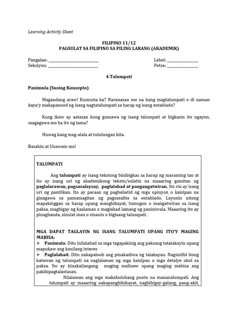 Modyul 4 Talumpati | PDF