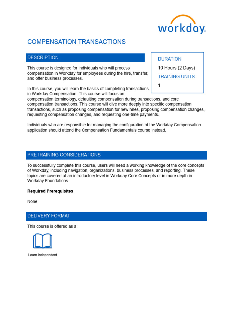 Compensation Course by Workday | PDF | Business Process | Information ...