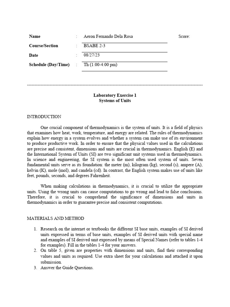LAB_EX1 | Download Free PDF | International System Of Units | Pressure