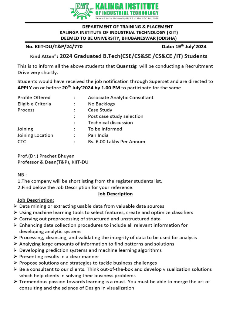 Recruitment Alert for 2024 B.Tech Grads | PDF | Business | Computers