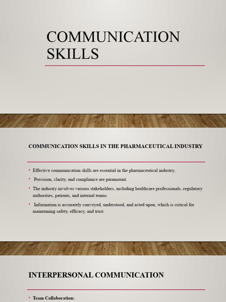 Essential Communication Skills in Pharma | PDF | Communication ...
