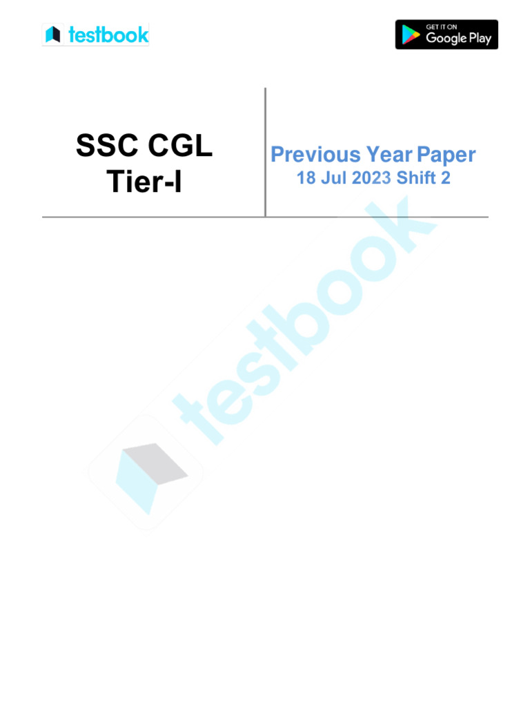 SSC CGL 2023 Tier-I Official Paper (Held On 18 Jul 2023 Shift 2) (Hindi ...
