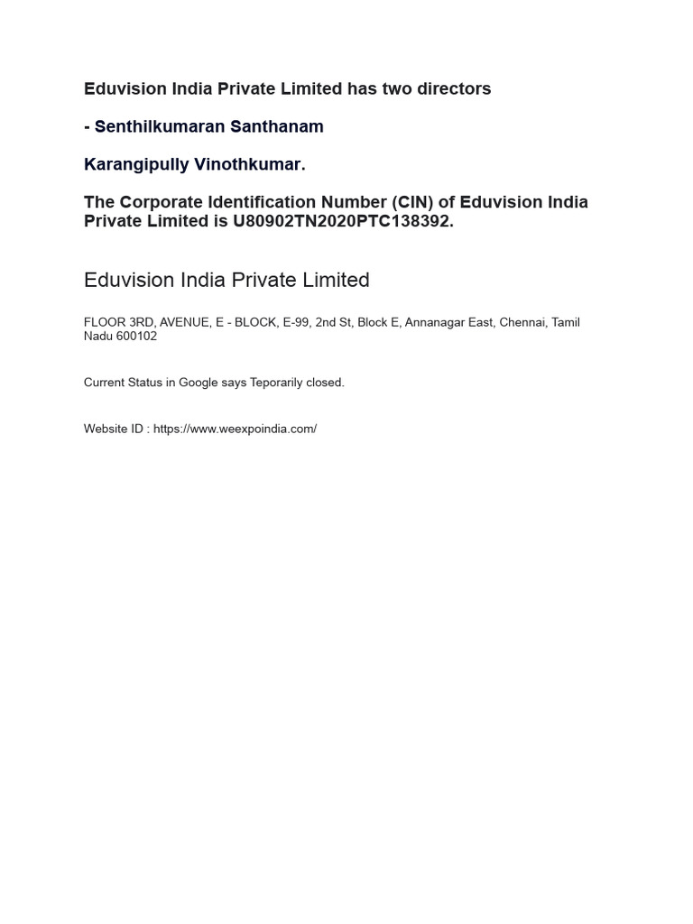 Eduvision India PVT LTD | PDF