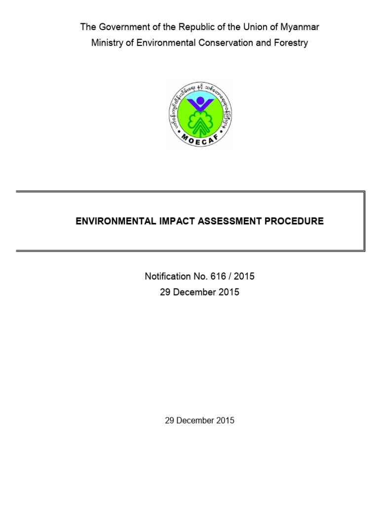 Myanmar EIA Procedure Main Text English | PDF | Environmental Impact Assessment | Natural ...