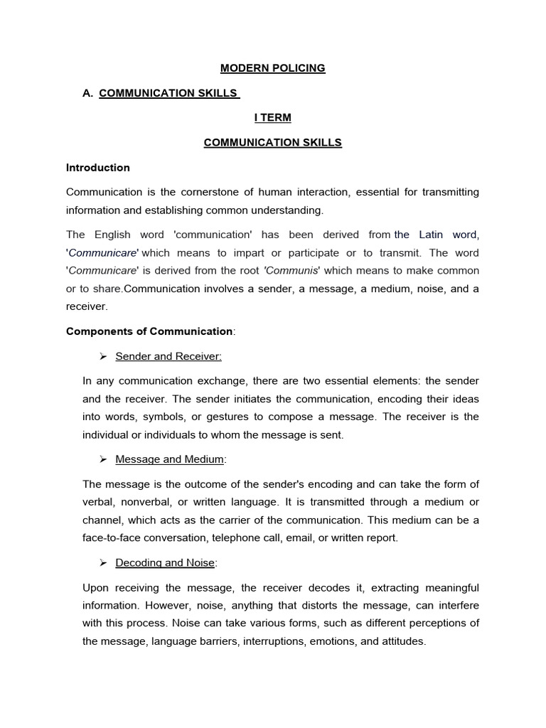 Modern Policing - (A) Communication Skill | PDF | Communication ...