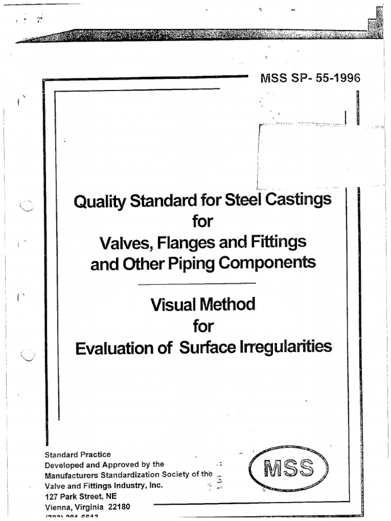 Mss-sp-55-1996 Quality Standard For Steel Castings | PDF