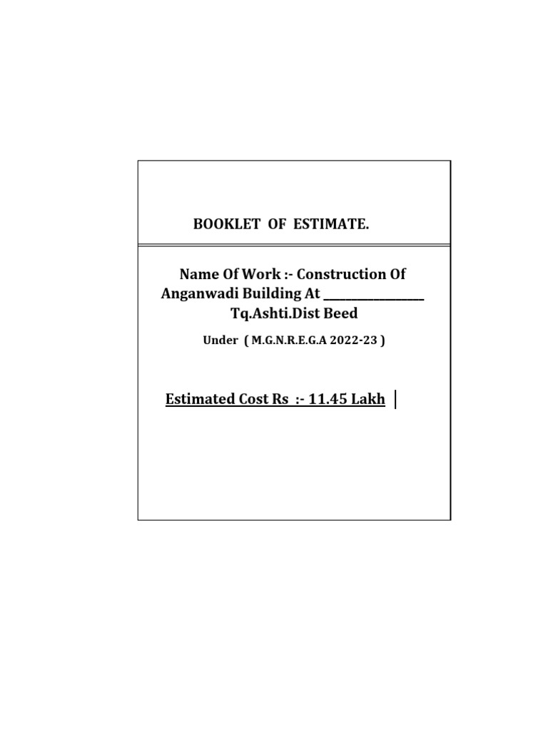 Construction of Anganwadi Building AtTq - Ashti.dist Beed | PDF ...