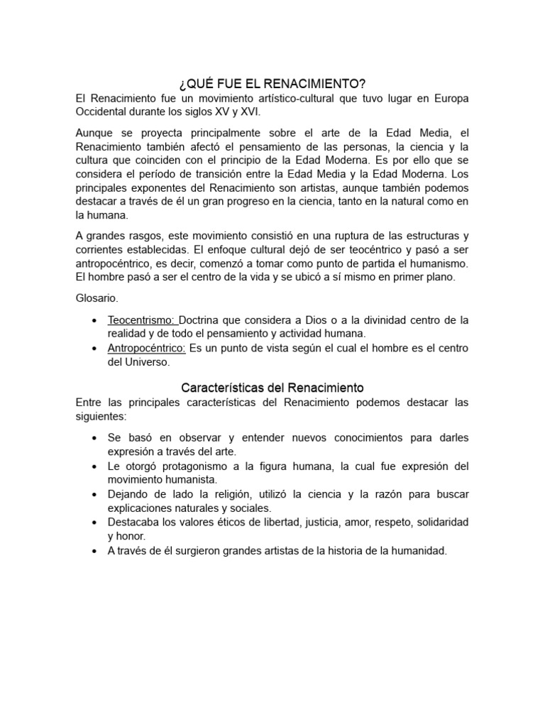 Documento Random Que Encontre Sobre El Renacimiento | PDF ...