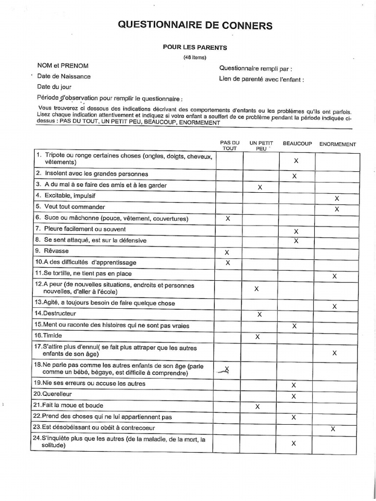 Conners Questionnaire Parents 48 Items | PDF