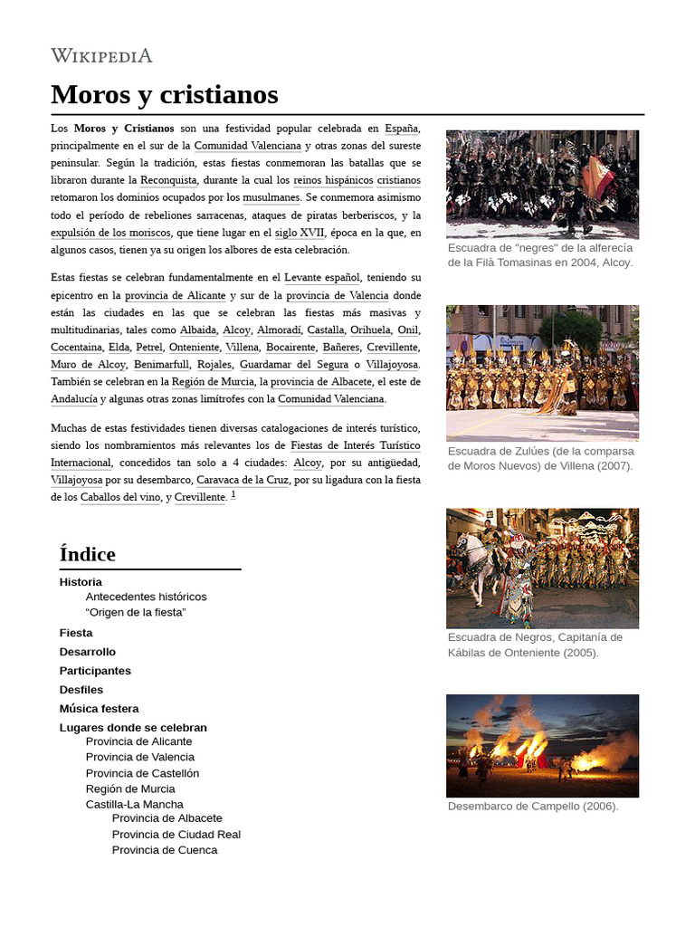 Festividades Moros y Cristianos en España | PDF
