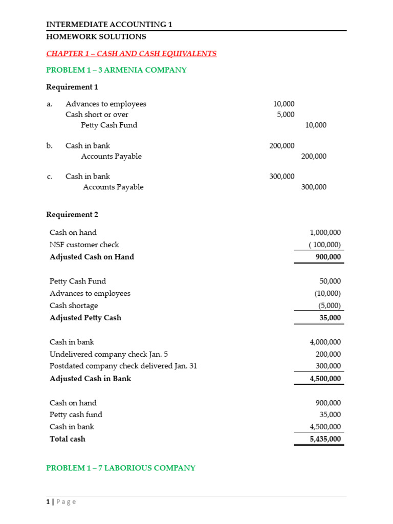 Intacc 1 Chapter 1 7 Homework | PDF | Cheque | Deposit Account