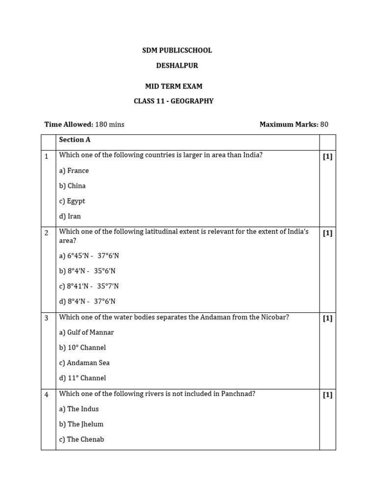 Class11 Midterm Geography | PDF | River | Drainage Basin