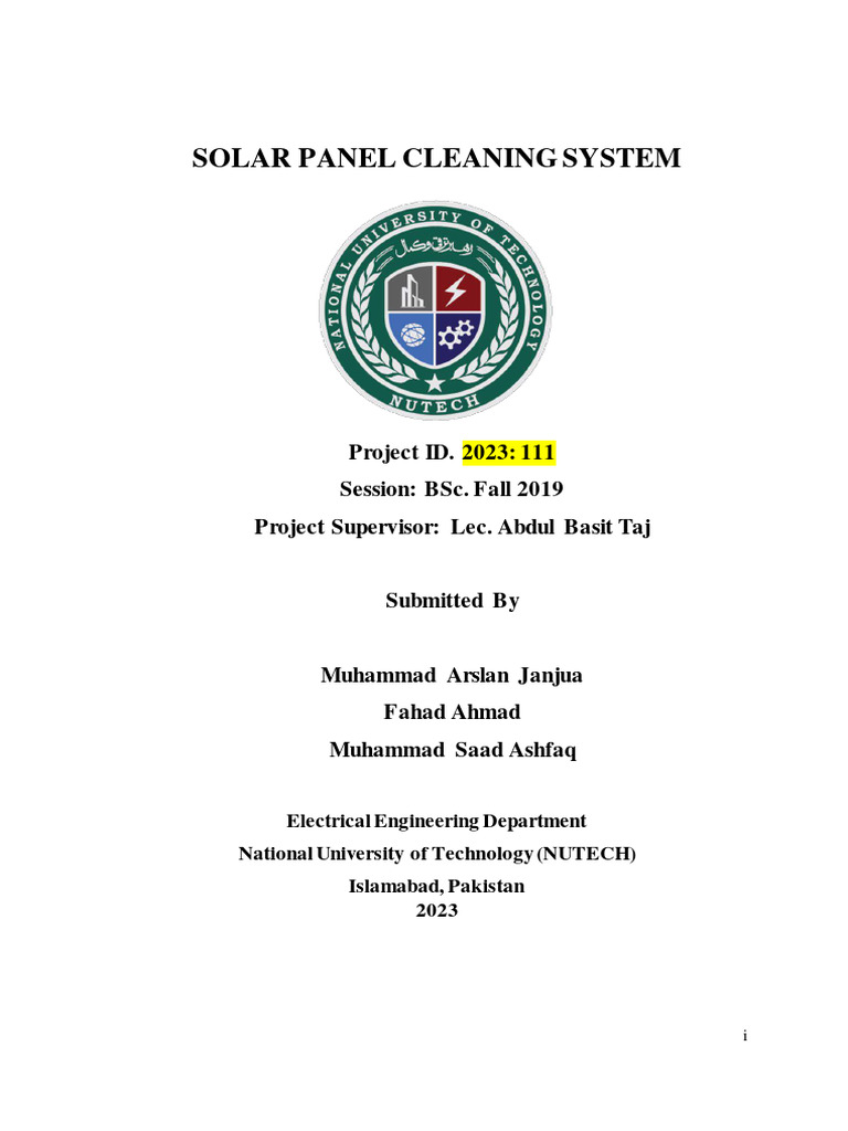 Solar Panel Cleaning System | PDF | Solar Panel | Photovoltaics