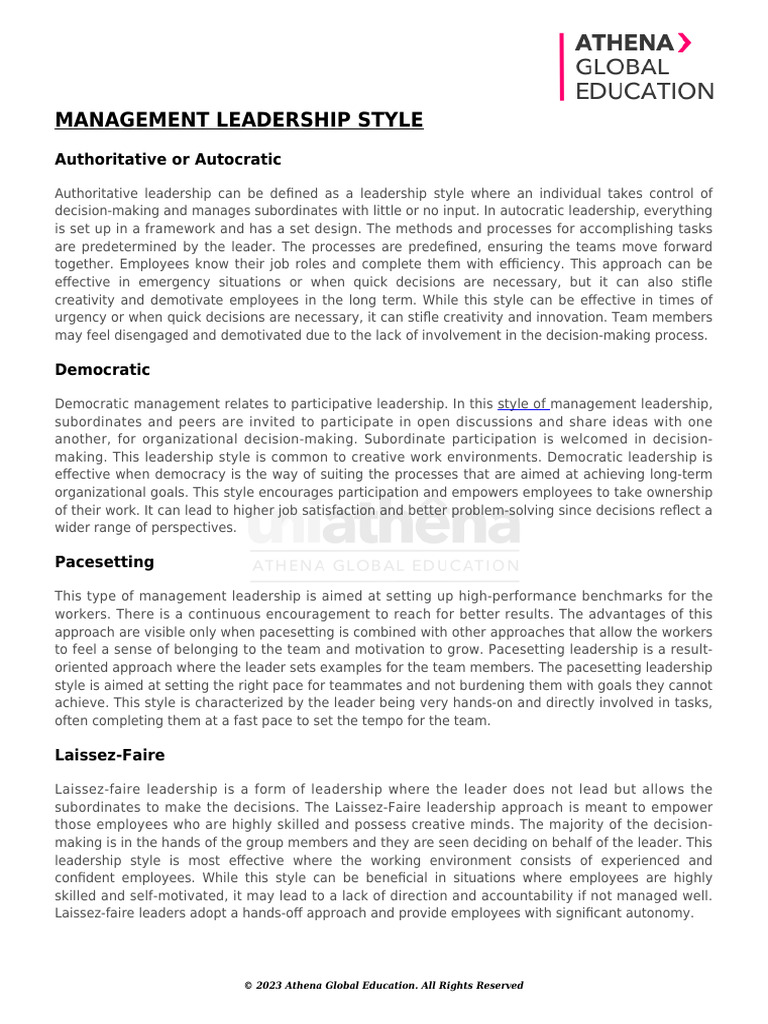 Lesson 3 Leadership Style | PDF | Leadership | Decision Making