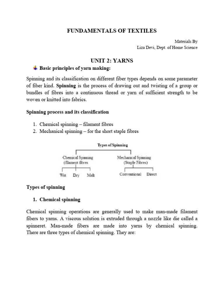 Fundamentals of Textiles | PDF | Spinning (Textiles) | Yarn
