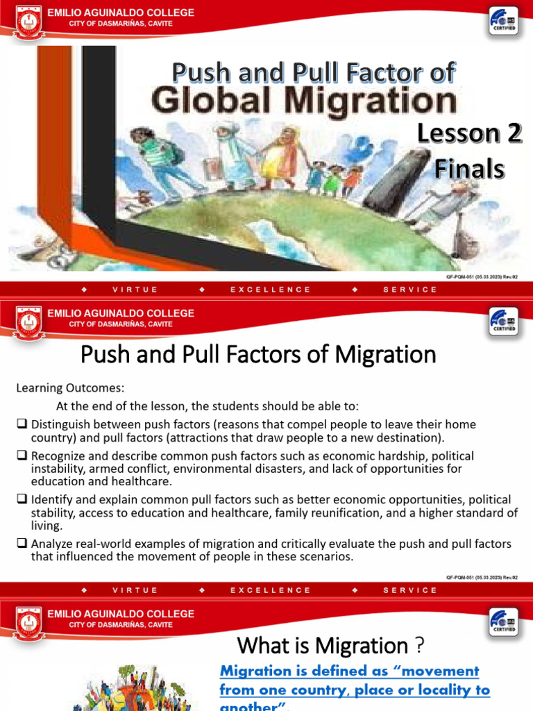 FINALS Lesson 2 Push and Pull Factors of Migration | PDF | Human Migration
