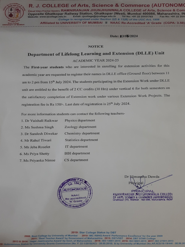 DLLE FY Students Enrollment Notice | PDF