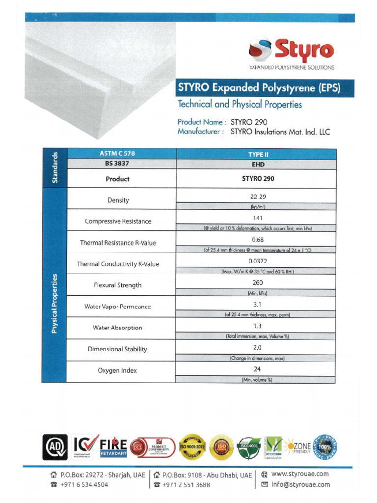 Styrofoam Tech & Physical Properties | PDF