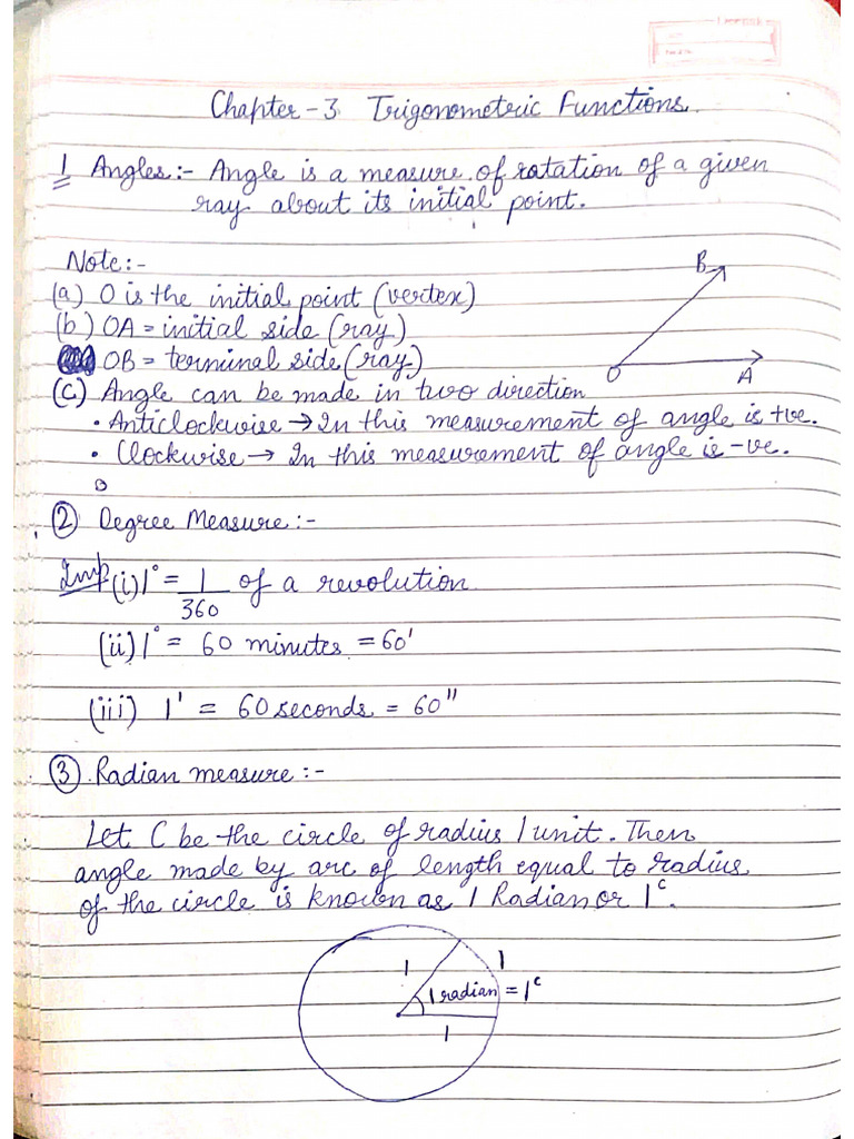 Class11th Chap3 - Trigono Functione Notes | PDF