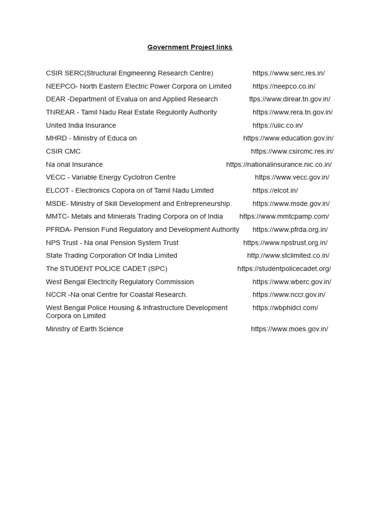 Government Project Links | PDF
