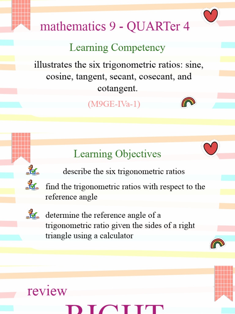 Quarter 4 - Lesson 1 - The Six Trigonometric Ratios (Autosaved) | PDF ...
