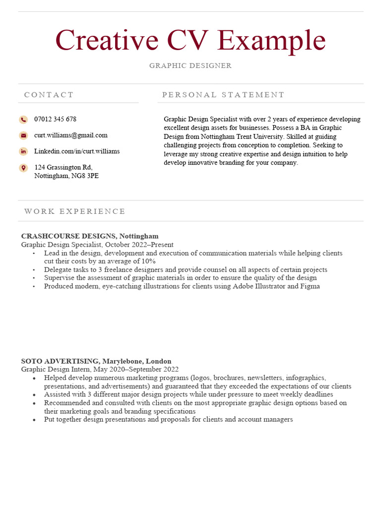 Creative CV Example | Download Free PDF | Graphic Design | Human ...