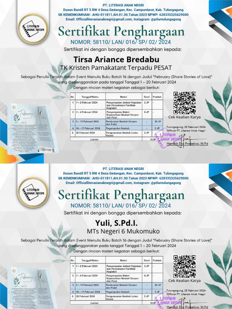 Sertifikat Batch 16 | PDF