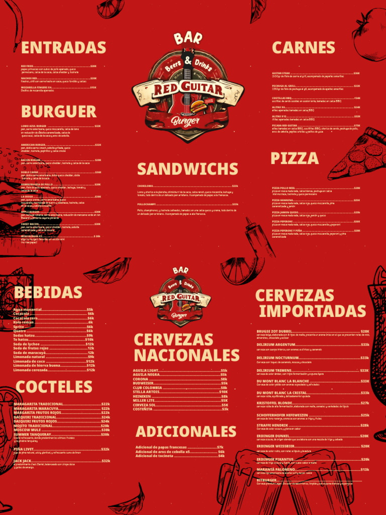 Carta Red Guitar | PDF | Cerveza | Pizza