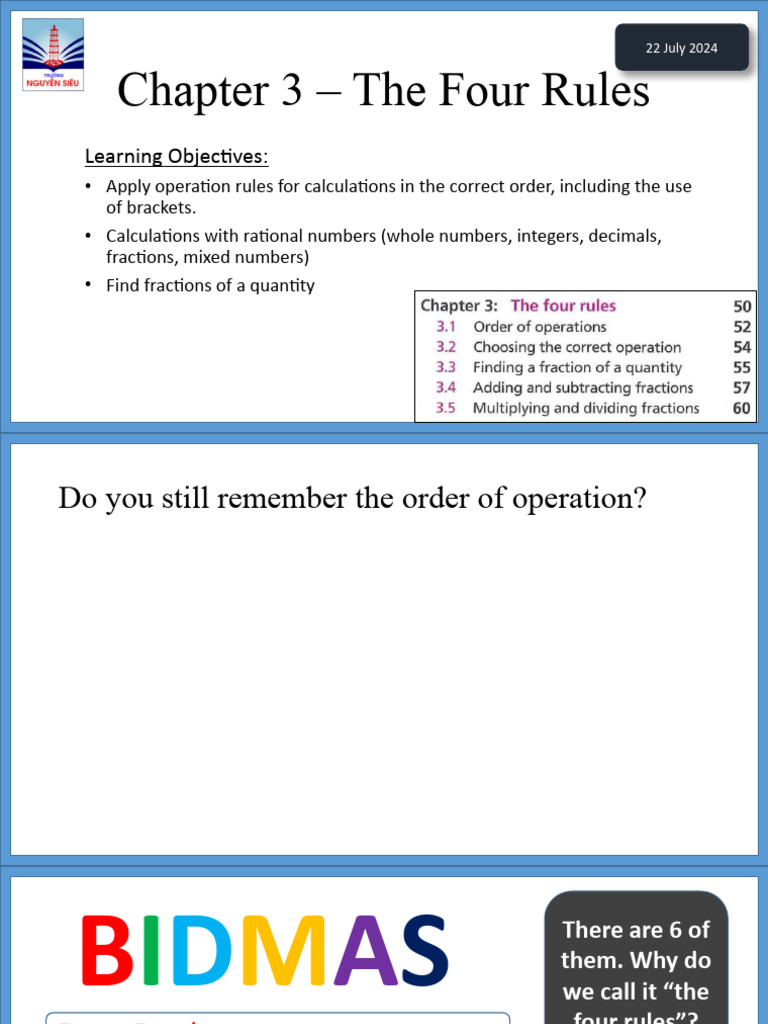 03 - The Four Rules | PDF | Multiplication | Numbers
