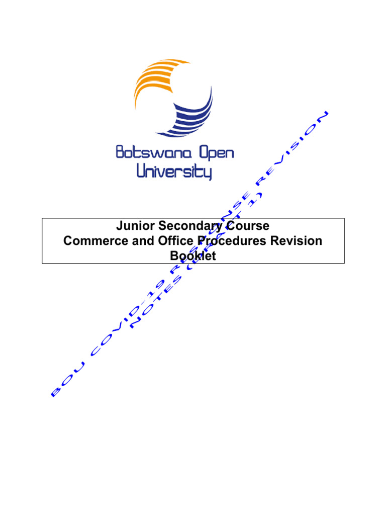 Commerce and Office Procedures Revision Booklet | PDF | Retail | Goods