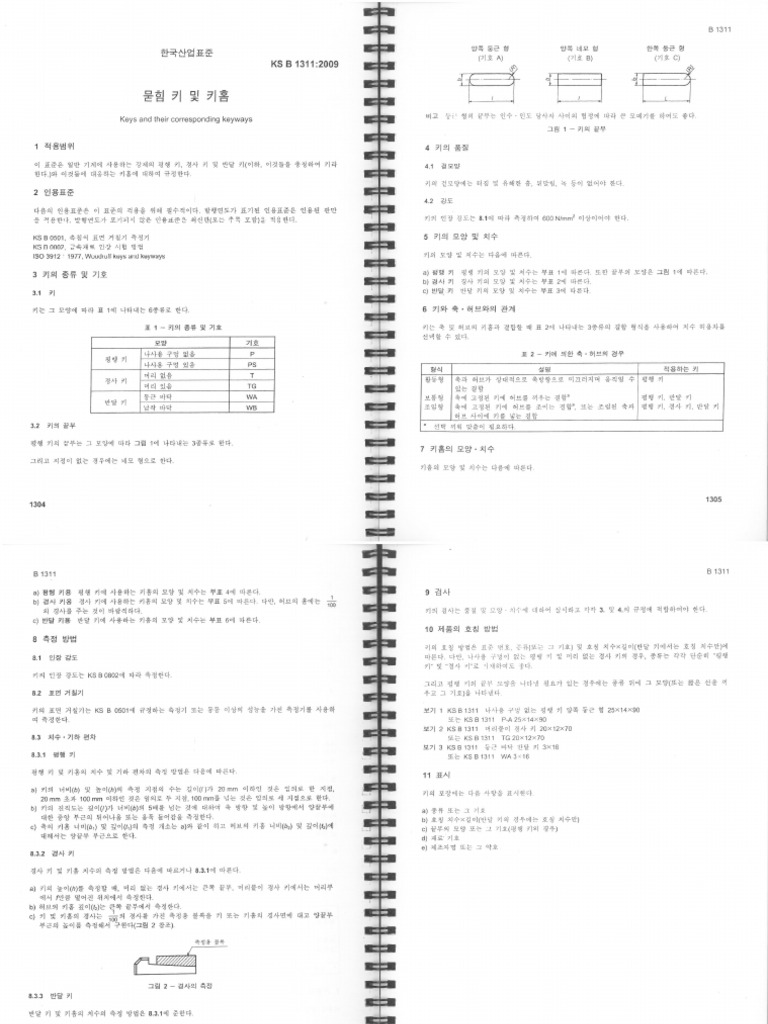 KS B 1311 - 묻힘 키 및 키홈 | PDF