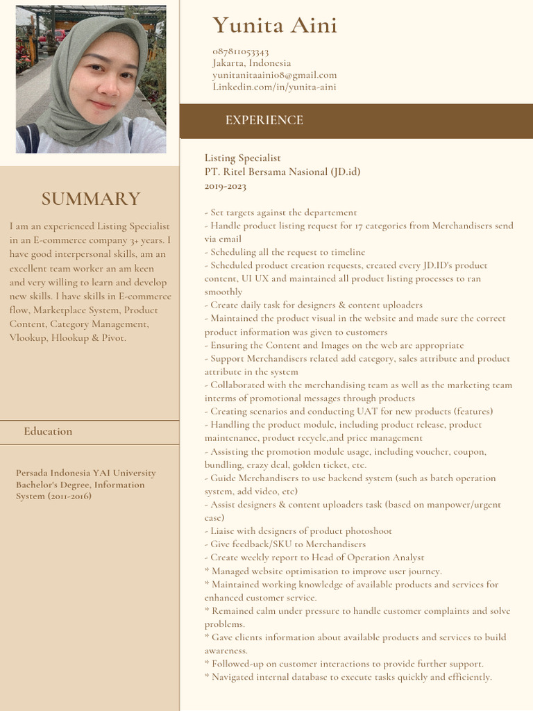 Yunita Aini CV | PDF | World Wide Web | Internet & Web