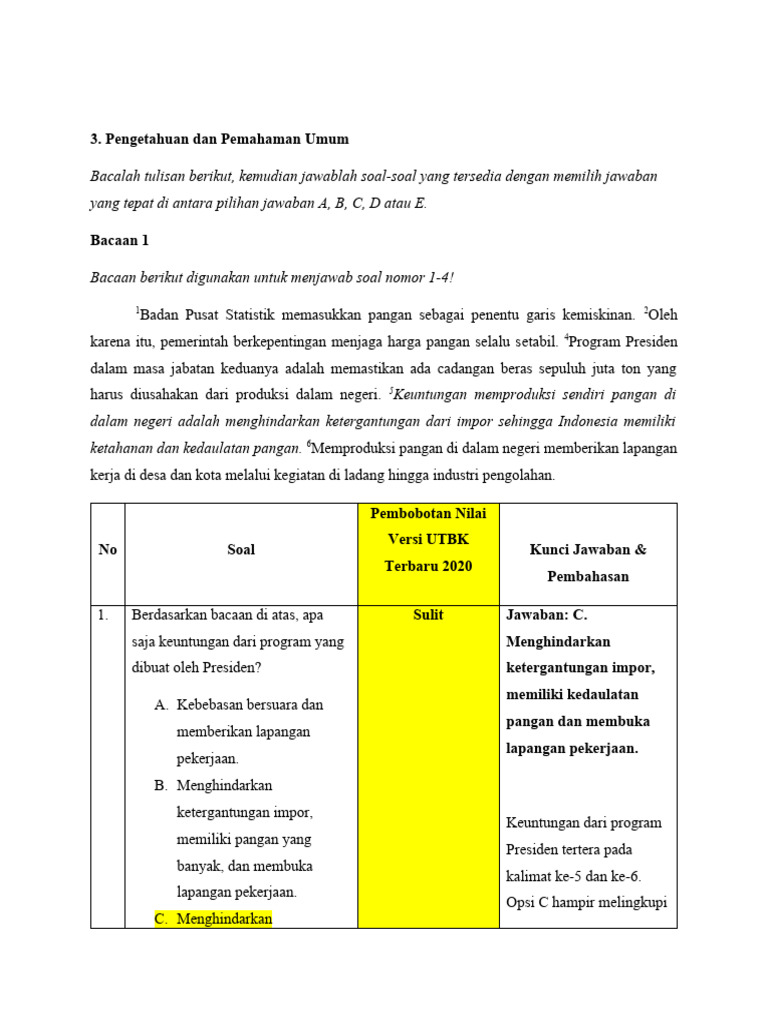 Soal Latihan UTBK 2020 | PDF
