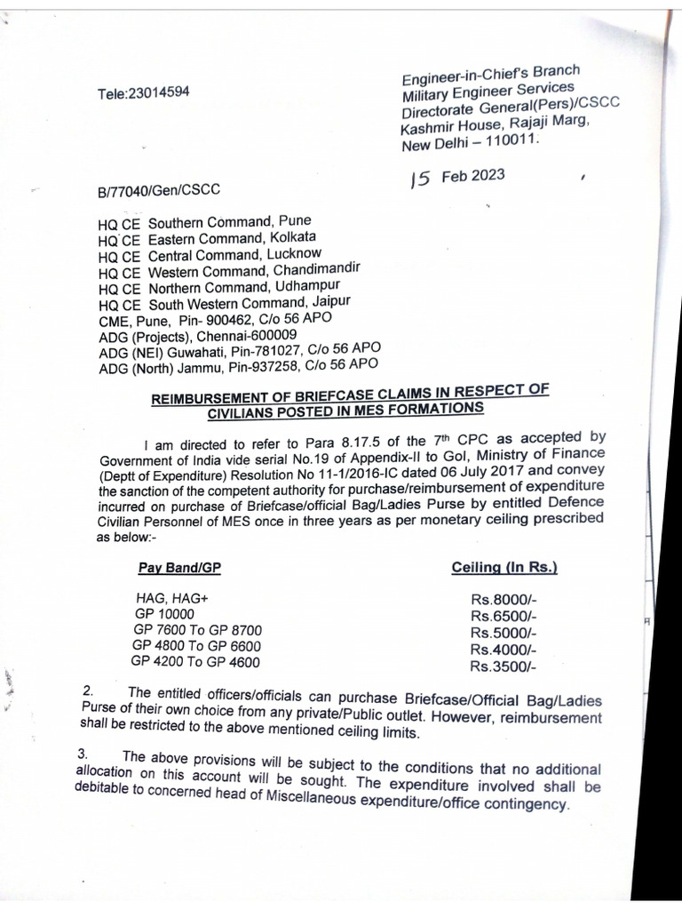 Briefcase Allowance | PDF