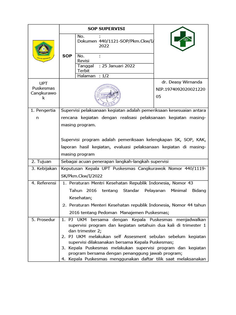 SOP Supervisi | PDF