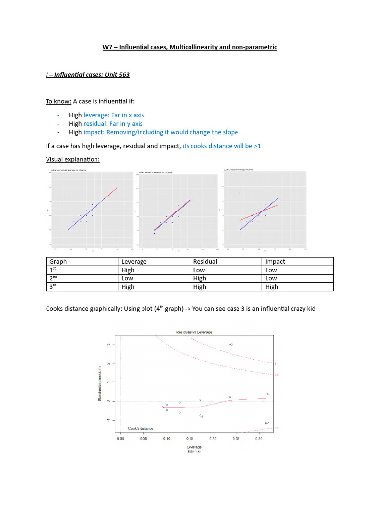 W8 - Influential Cases + Multicollinearity + Non-Parametric | PDF | Multicollinearity | Errors ...