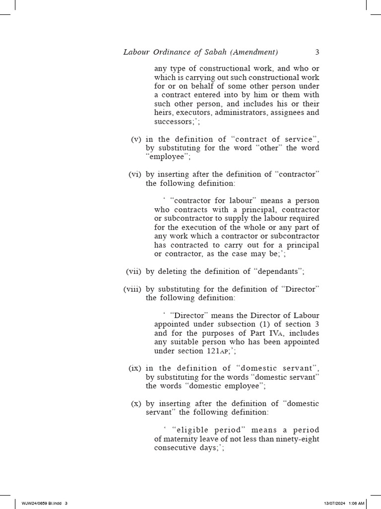 Labour Ordinance of Sabah (Amendment) Act 2024 (1) - p03 | PDF ...