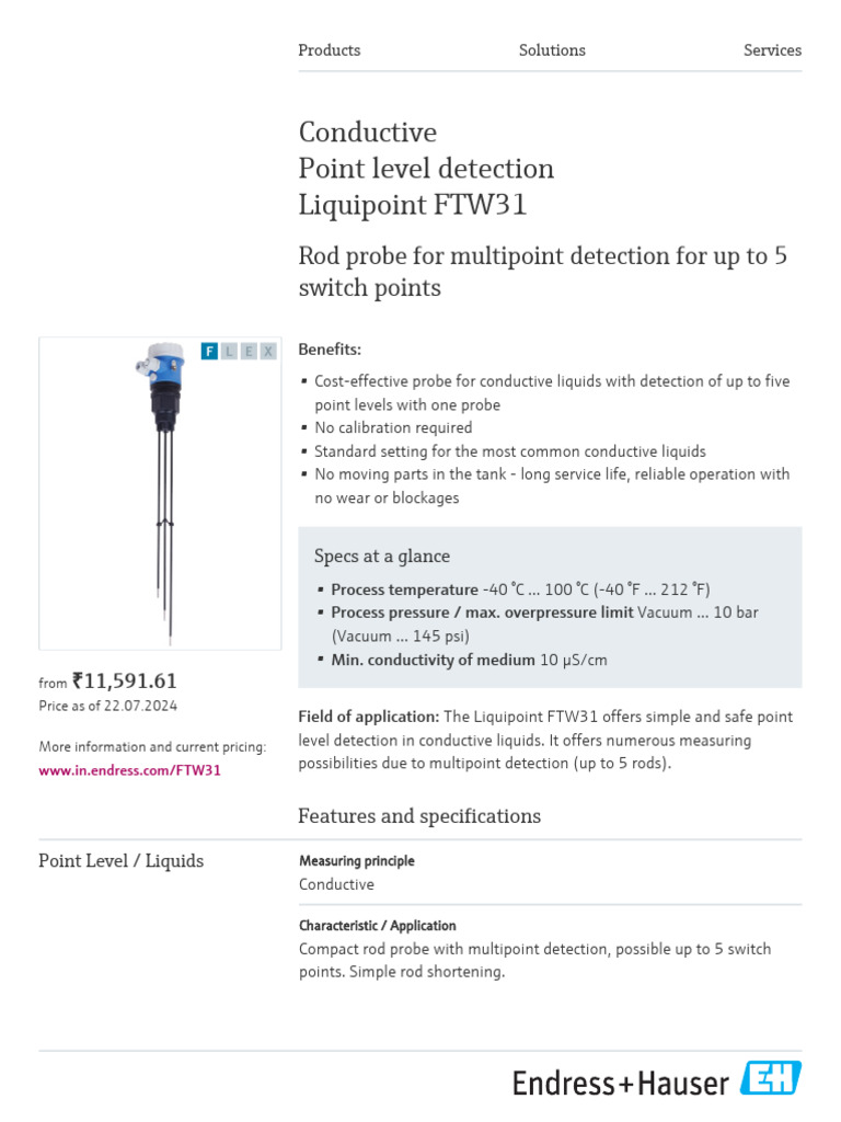 Endress-Hauser Liquipoint T FTW31 EN | PDF | Liquids | Relay